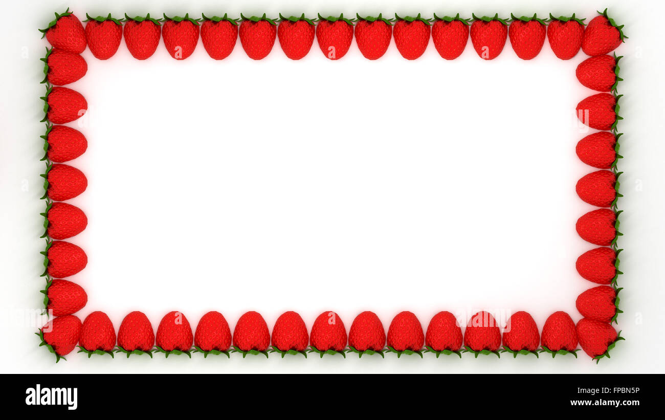 Strawberry shaped rectangle frame over white. Large resolution. Other ...