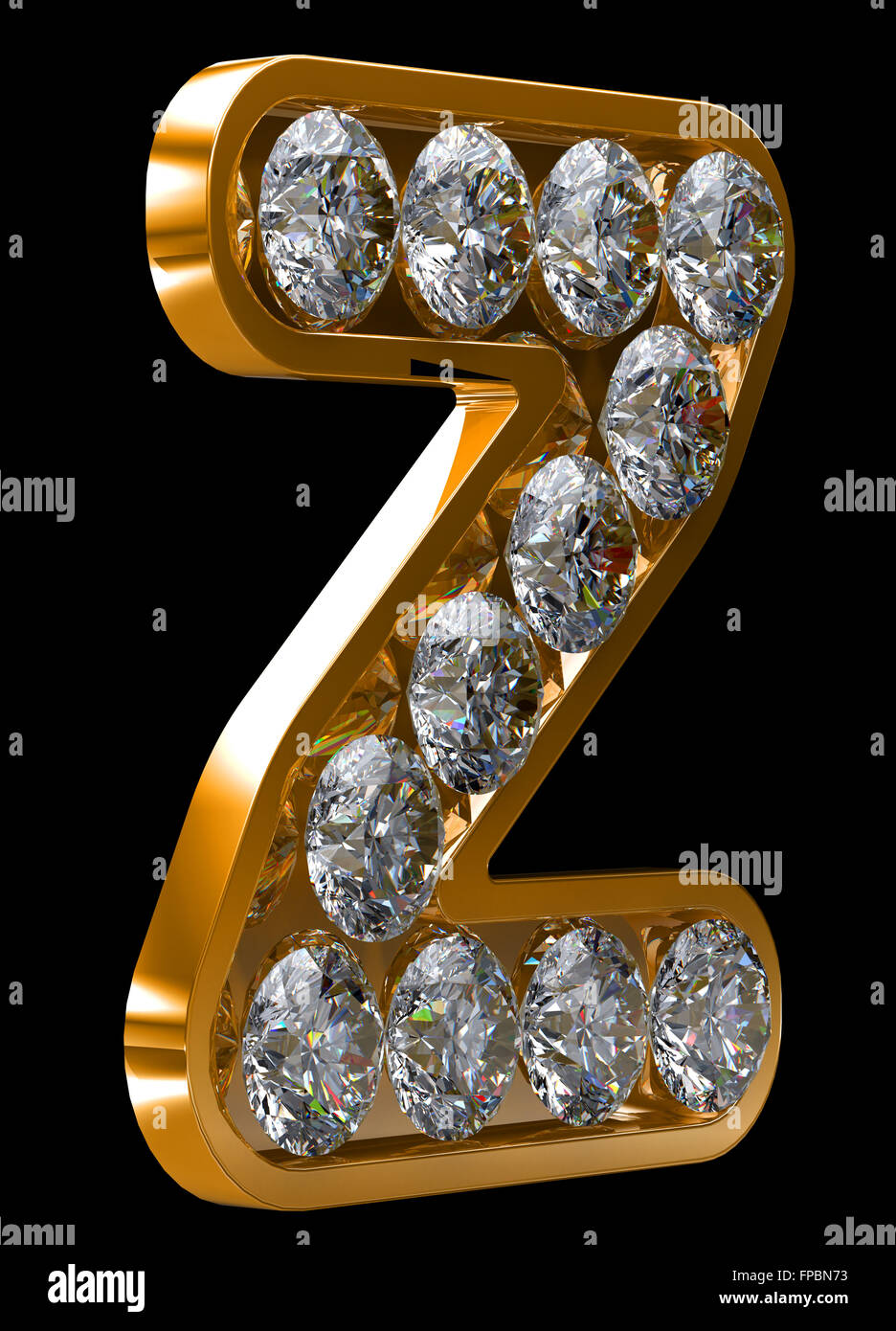 Golden z letter incrusted with diamonds. Other characters are in my ...