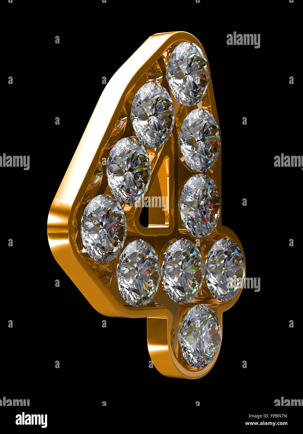 Golden 4 numeral incrusted with diamonds. Other numbers are in my ...