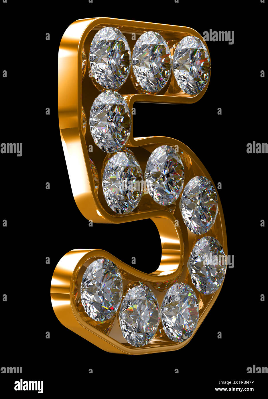 Golden 5 numeral incrusted with diamonds. Other numbers are in my ...