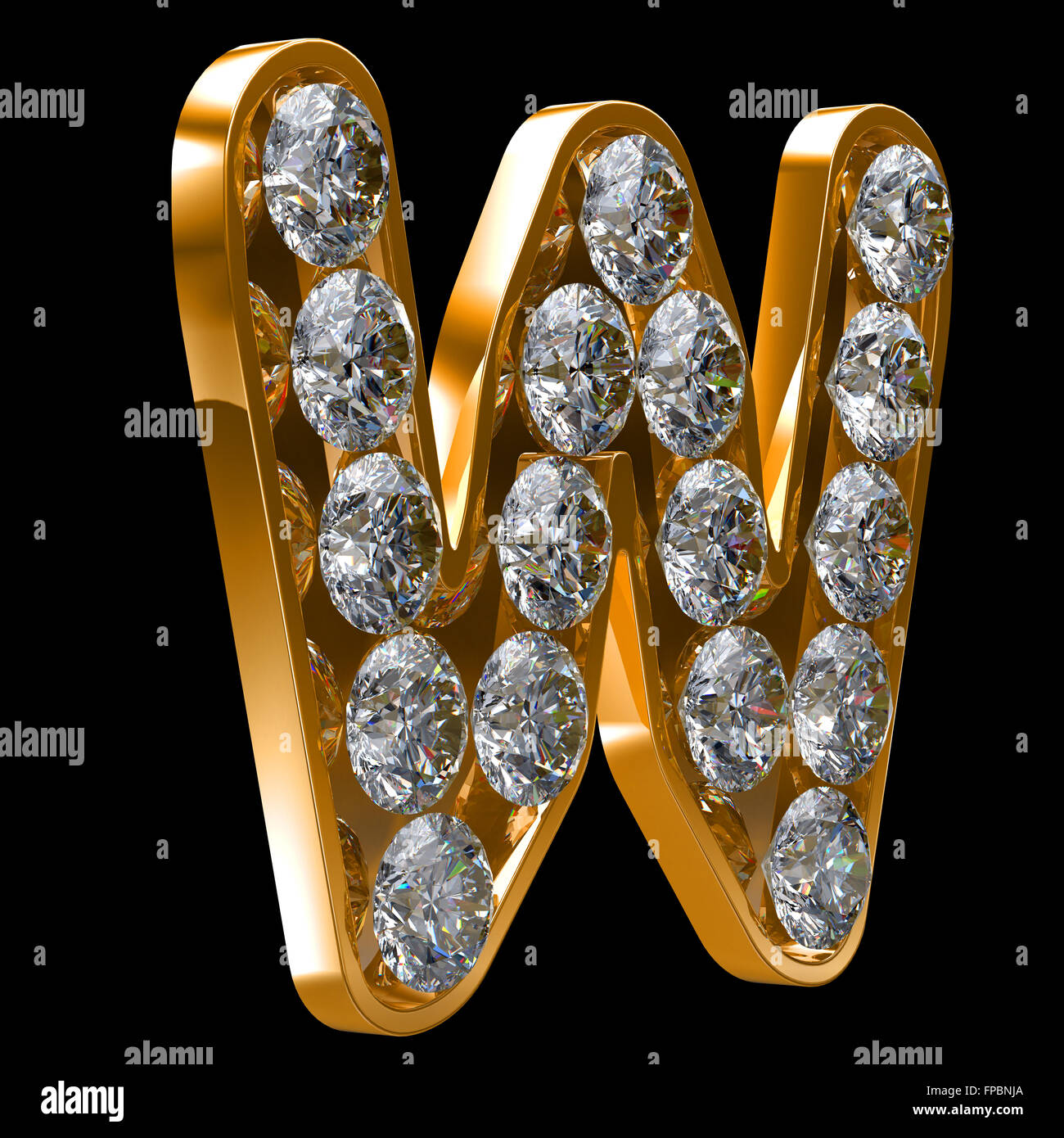 Golden W letter incrusted with diamonds. Other characters are in my ...