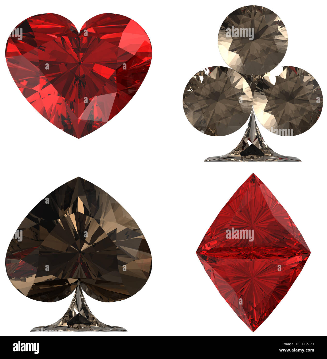 Colored Diamond shaped Card Suits over white background. Other gems are ...