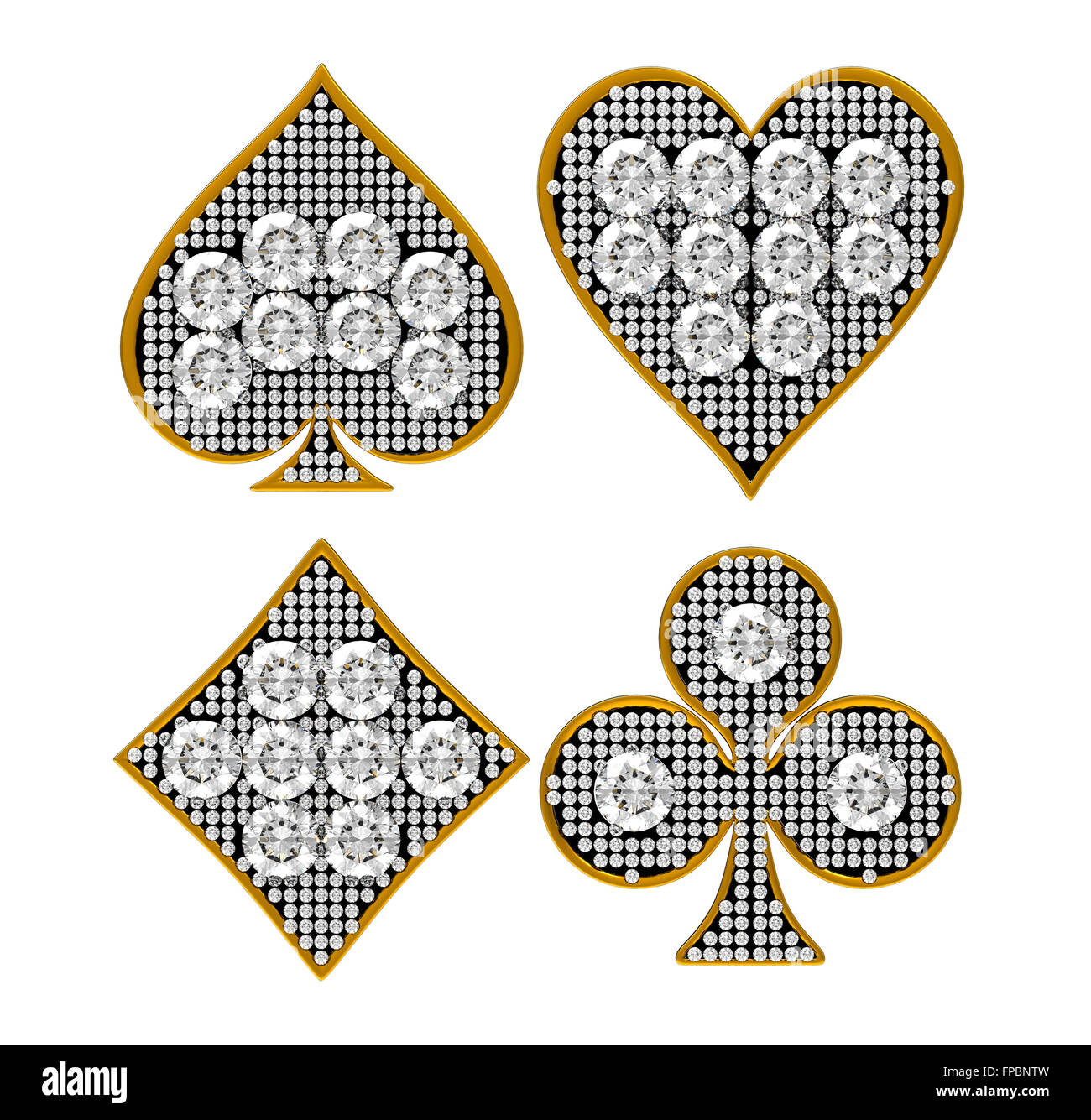 Diamond shaped Card Suits with golden framing isolated on white. Other ...
