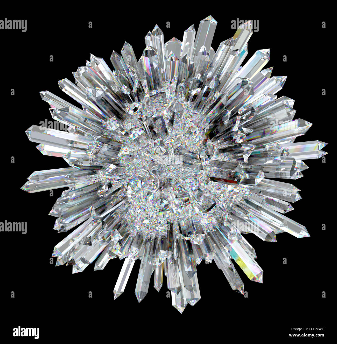 Diamond sphere with acute columns over black background. Other gems are ...