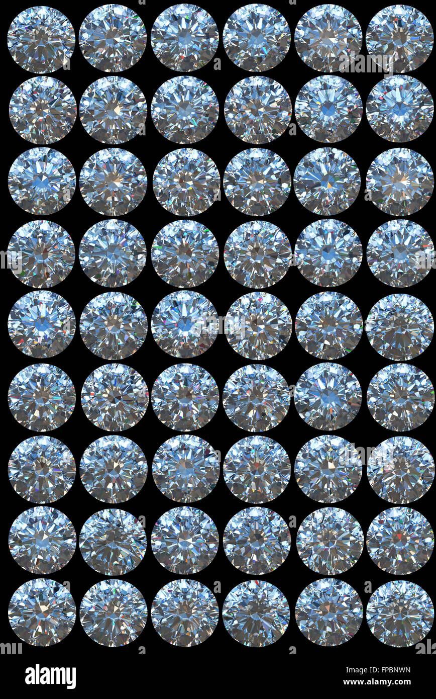 Diamonds top views with different lighting settings and reflections ...