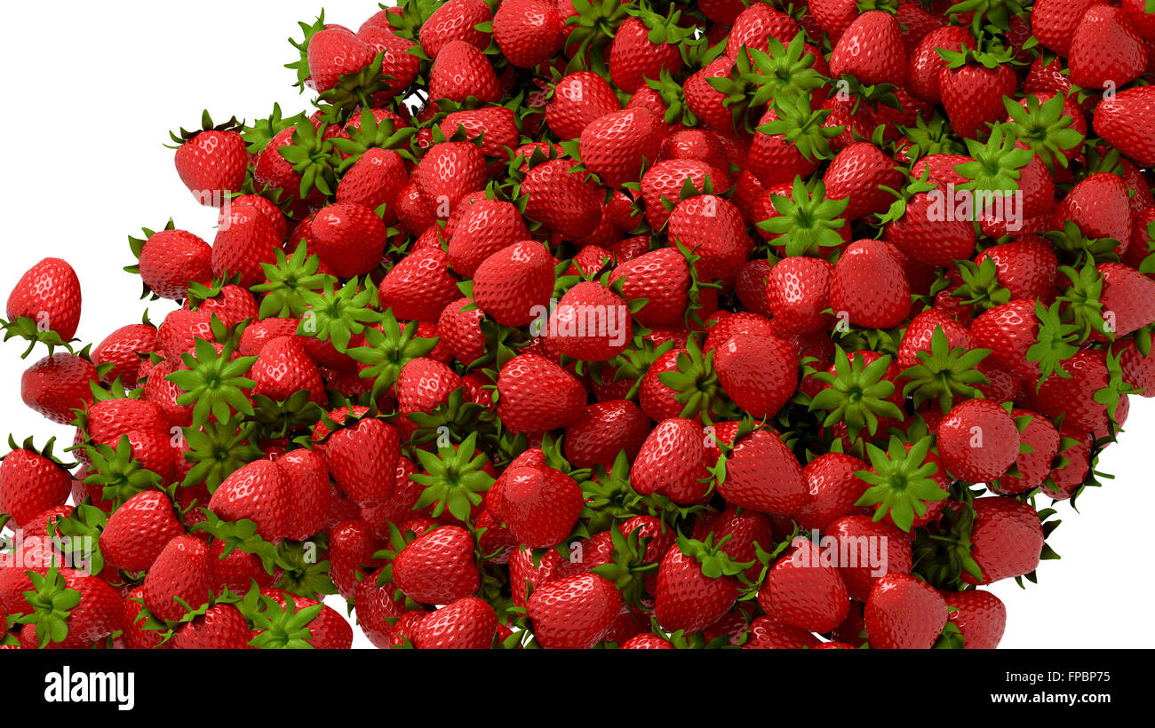 Fresh strawberry flow or stream over white Stock Photo - Alamy