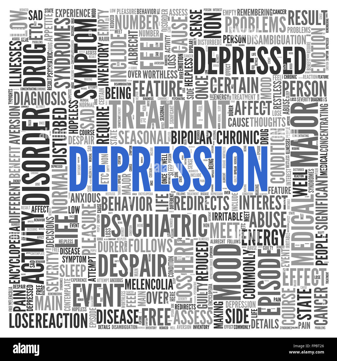 Depression Word Cloud On White Stock Photos & Depression Word Cloud On ...