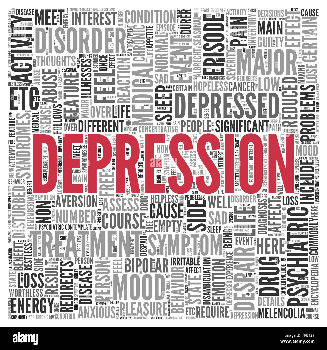 Depression Word Cloud On White Stock Photos & Depression Word Cloud On ...