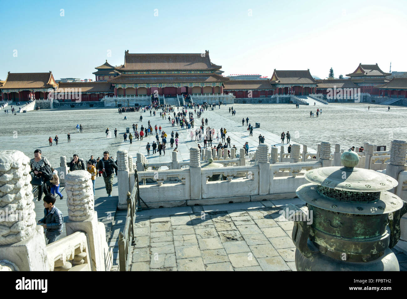 The Forbidden City, Beijing, China, Sunday, 13 March, 2016. Tourists in ...