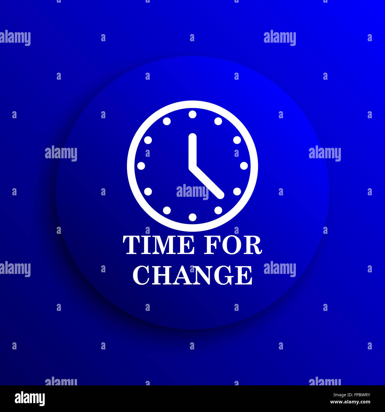 Time for change icon. Internet button on blue background Stock Photo ...