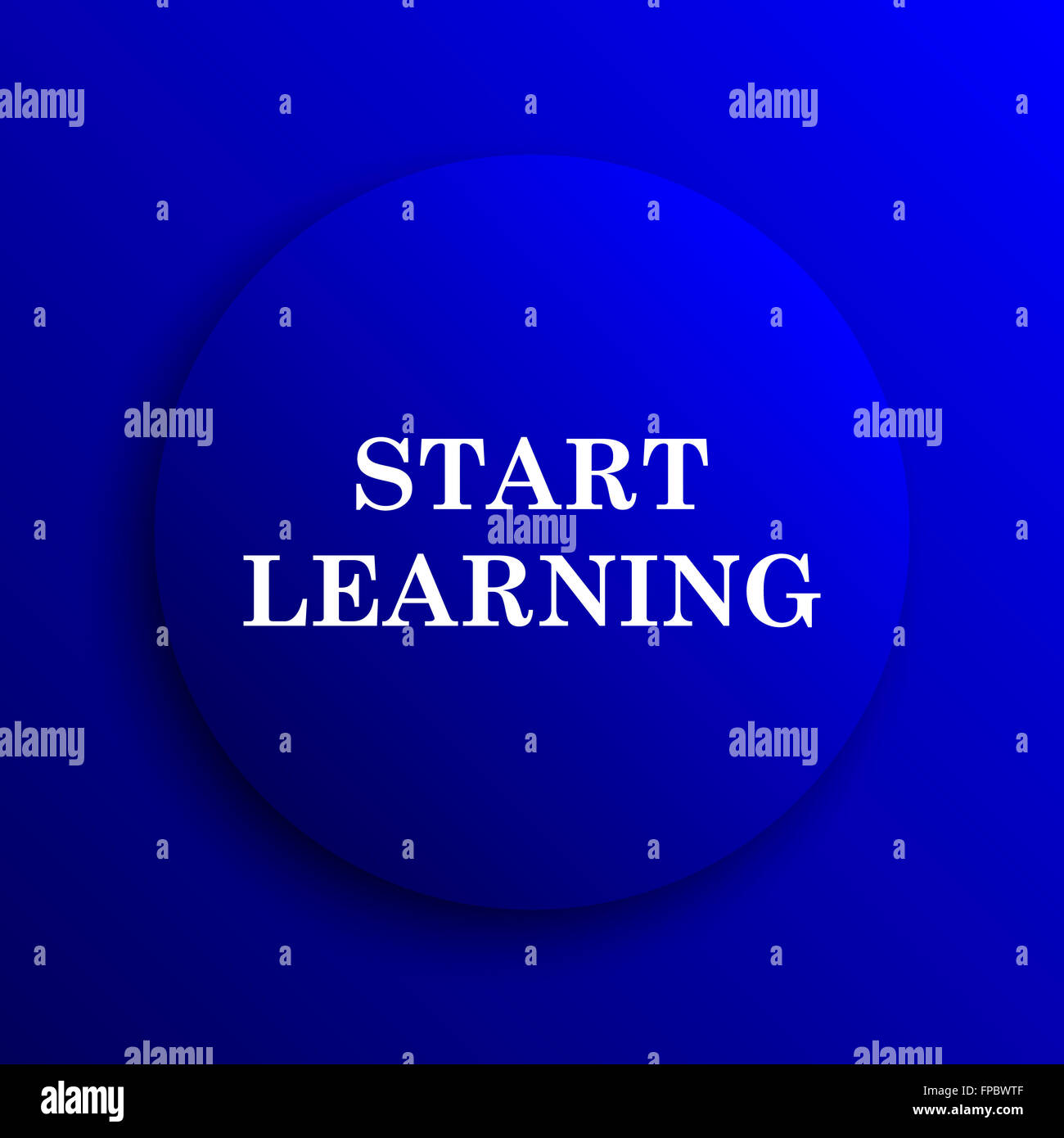 Start learn icon. Internet button on blue background Stock Photo - Alamy