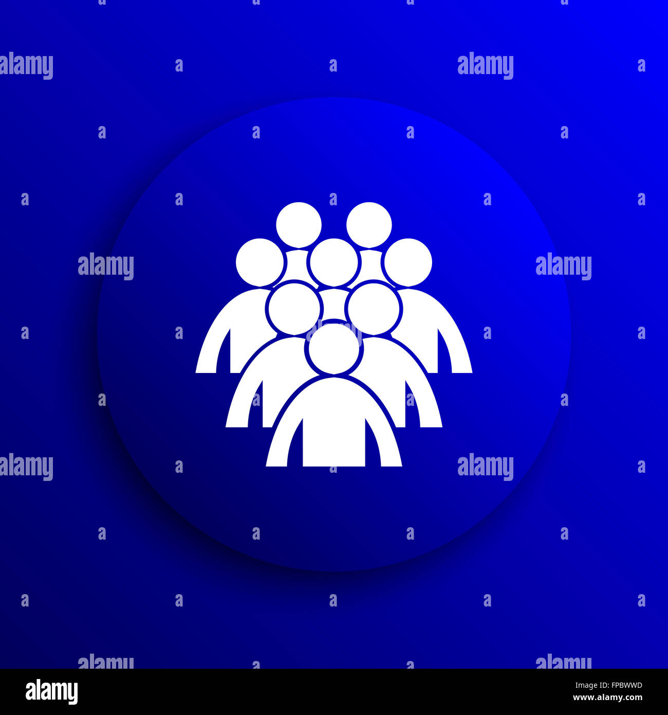 Group of people icon. Internet button on blue background Stock Photo ...