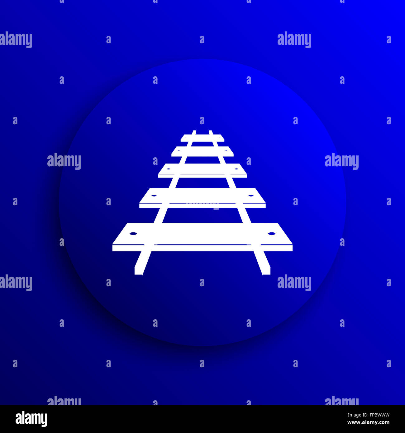 Rail road icon. Internet button on blue background Stock Photo - Alamy