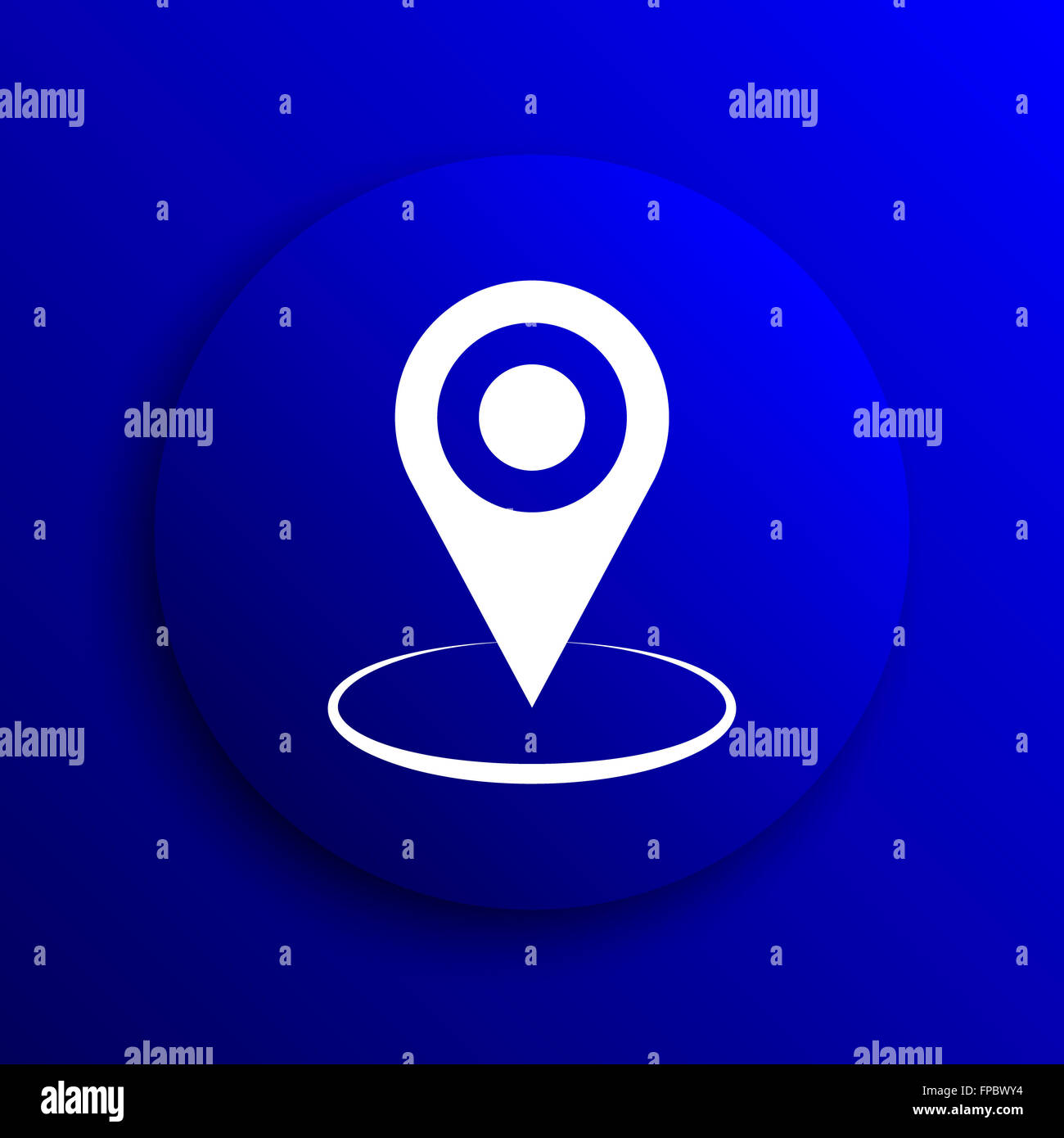 Pin location icon. Internet button on blue background Stock Photo - Alamy