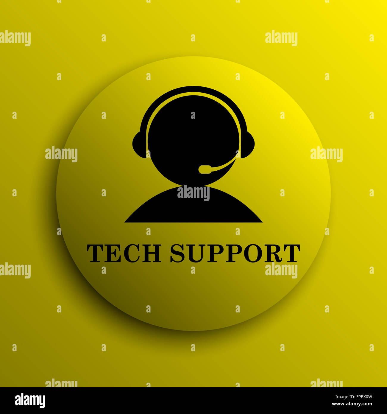 Tech support icon. Yellow internet button Stock Photo - Alamy