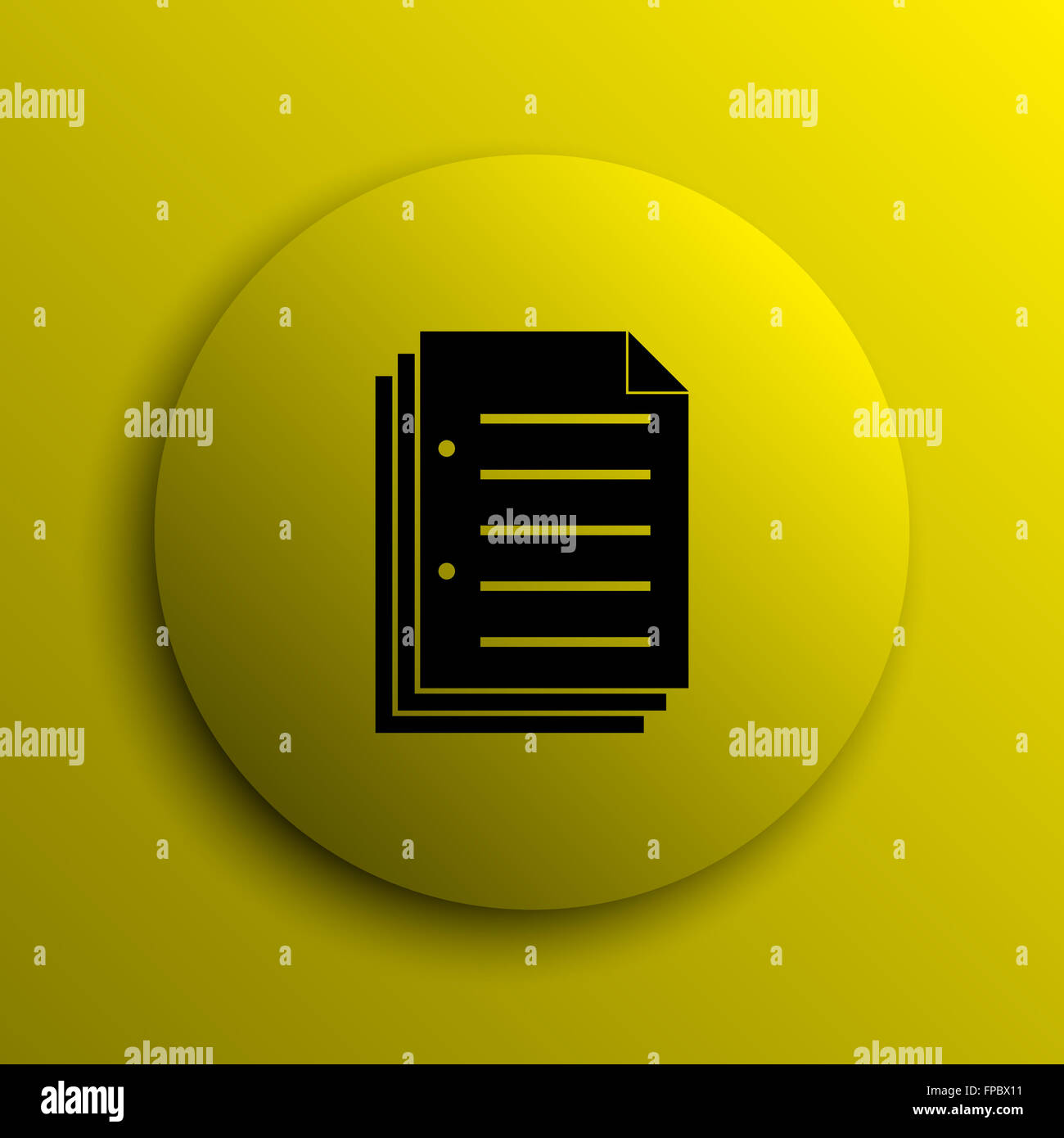 Document icon. Yellow internet button Stock Photo - Alamy
