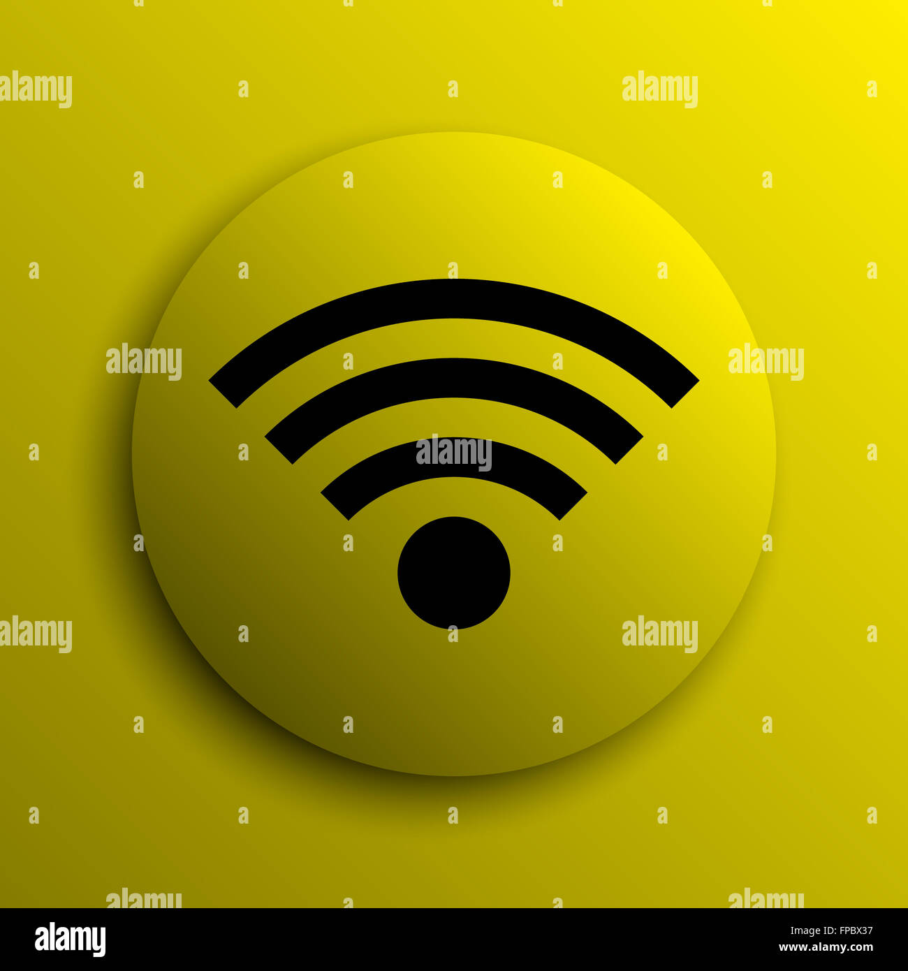 Wireless sign icon. Yellow internet button Stock Photo - Alamy