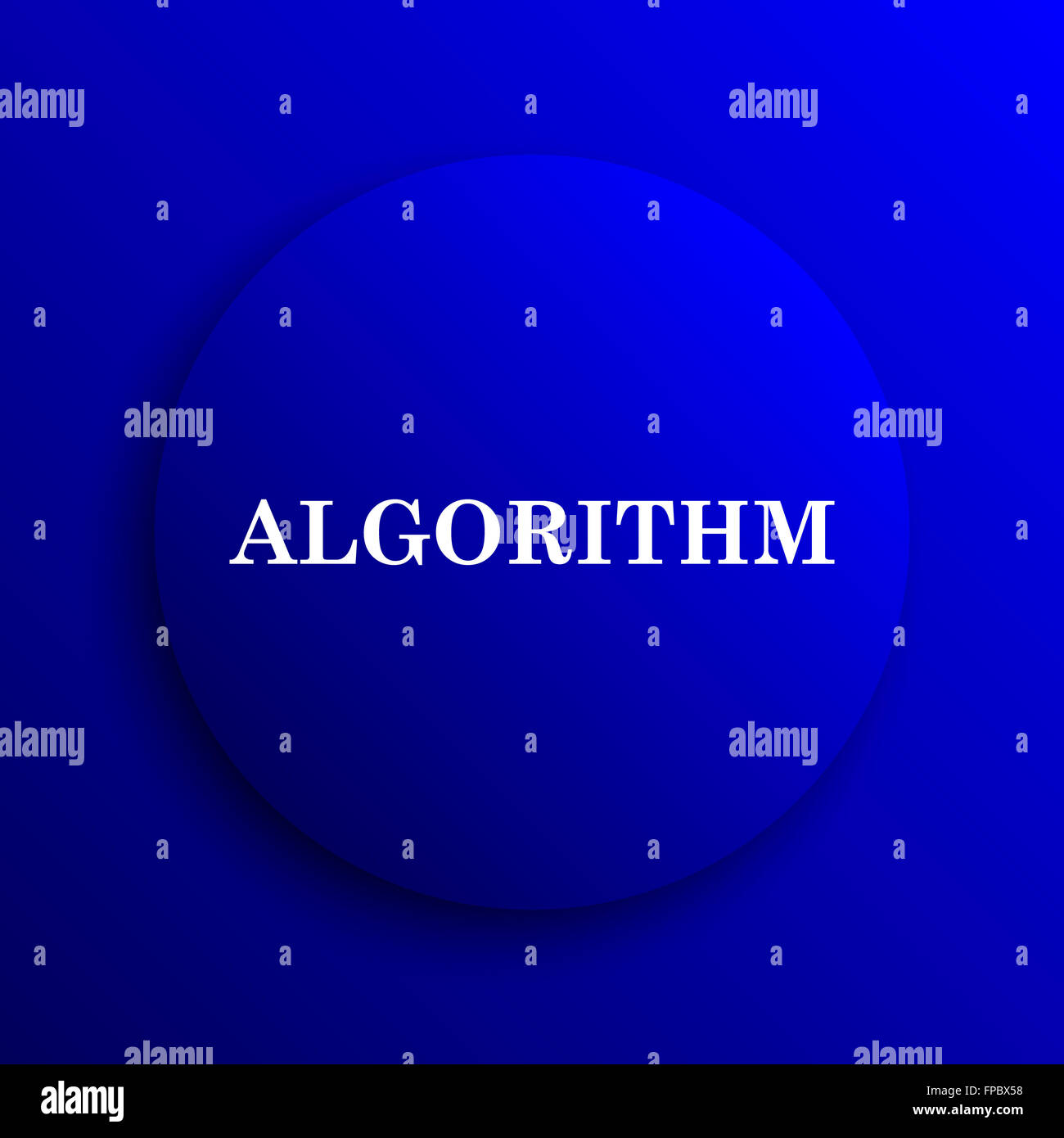 Algorithm icon. Internet button on blue background Stock Photo - Alamy