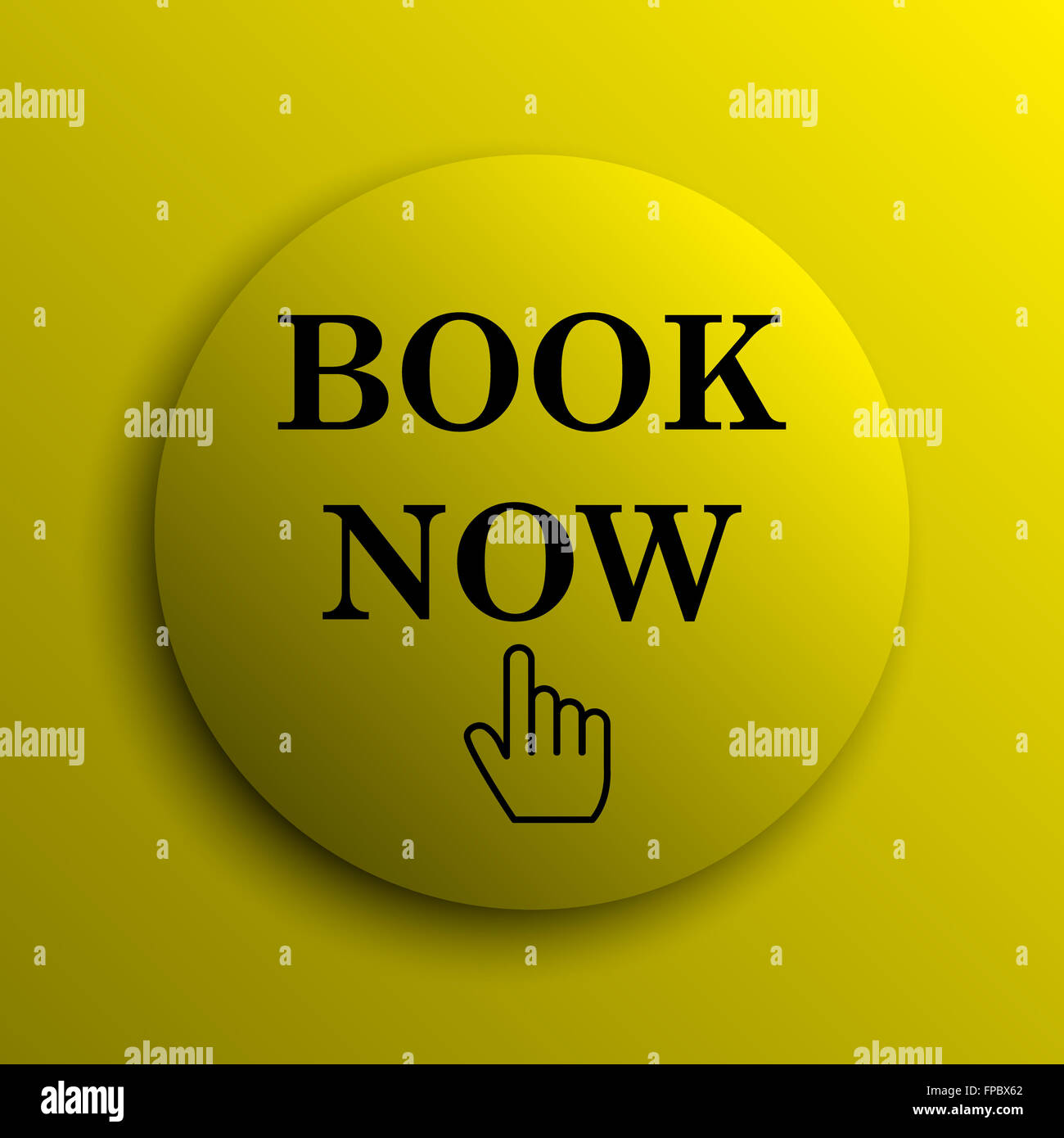 Book now icon. Yellow internet button Stock Photo - Alamy