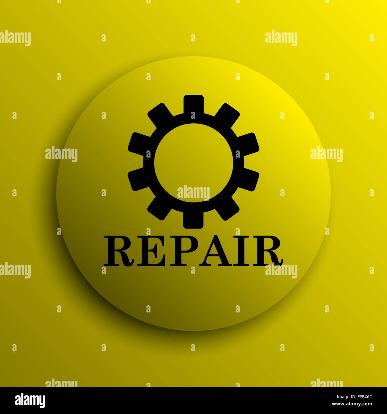 Repair icon. Yellow internet button Stock Photo - Alamy