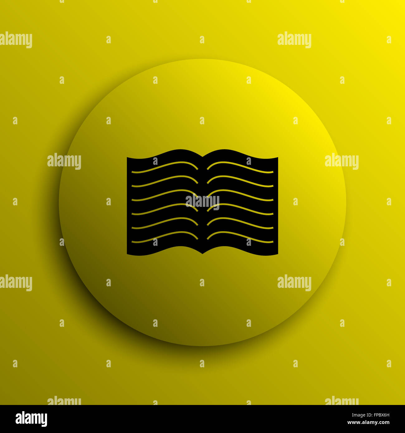Book icon. Yellow internet button Stock Photo - Alamy
