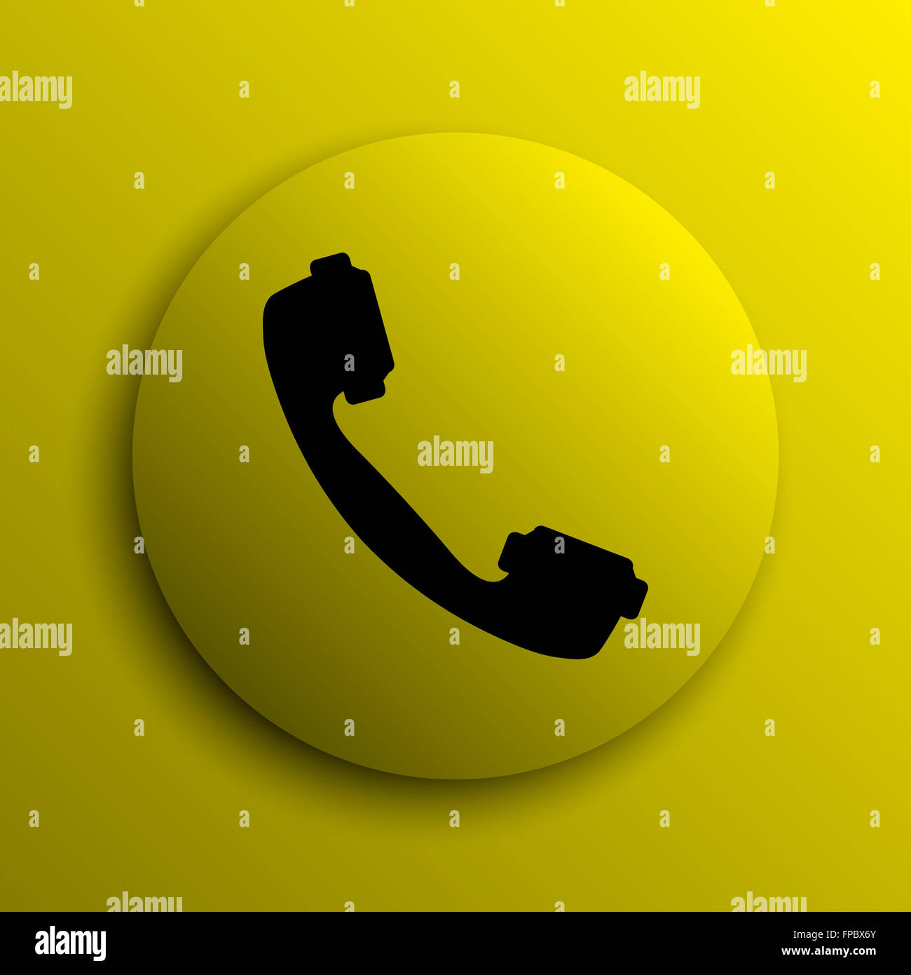 Phone icon. Yellow internet button Stock Photo - Alamy