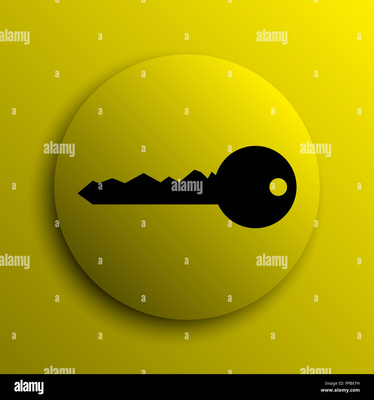 Key icon. Yellow internet button Stock Photo - Alamy