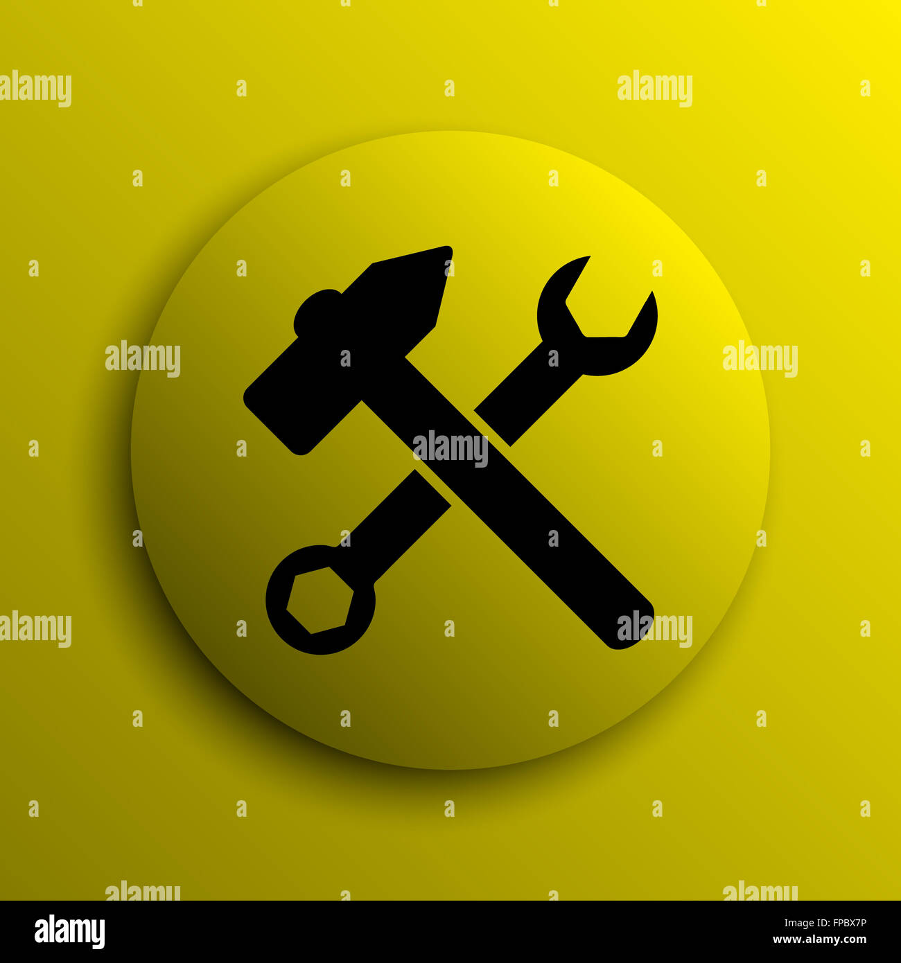 Tools icon. Yellow internet button Stock Photo - Alamy