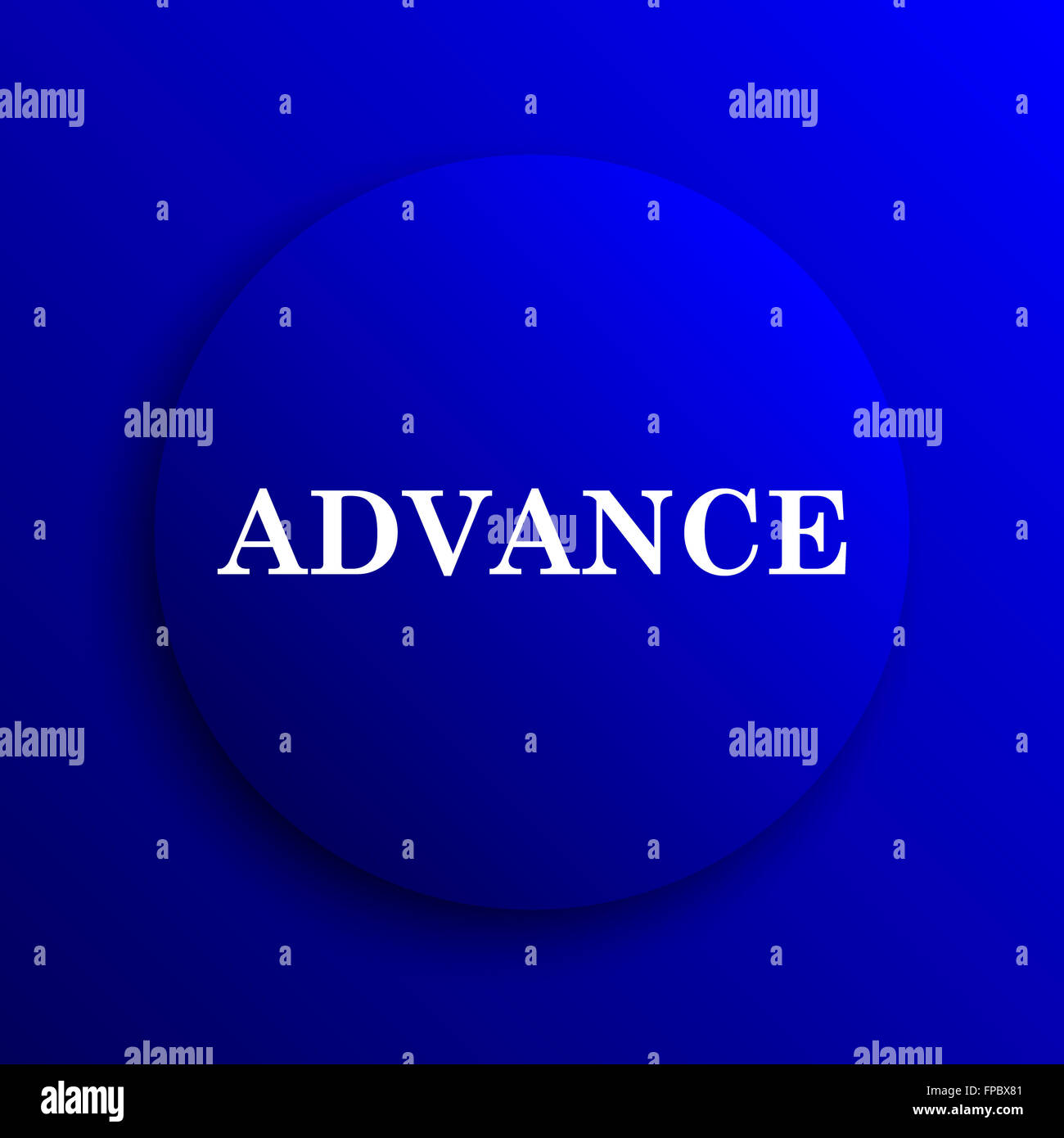 Advance icon. Internet button on blue background Stock Photo - Alamy