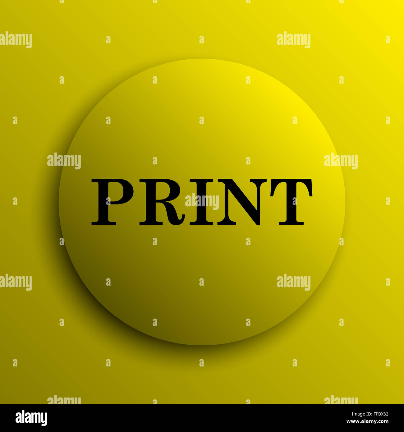 Print icon. Yellow internet button Stock Photo - Alamy