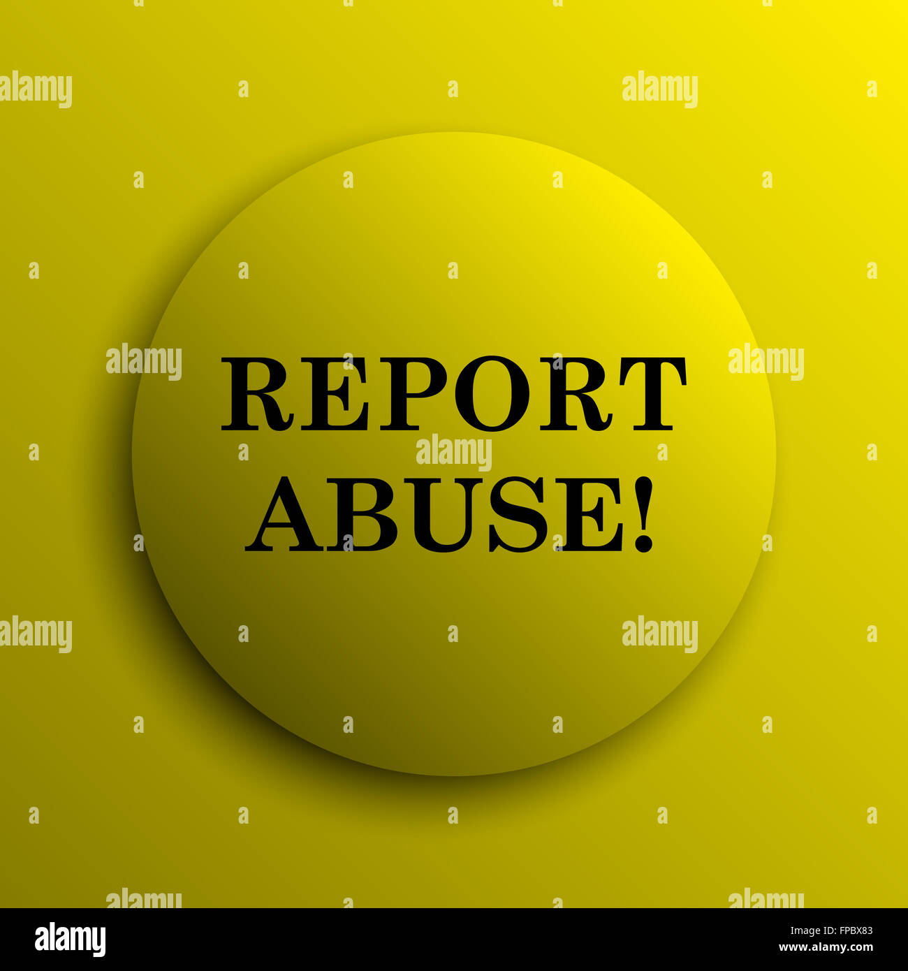 Report abuse icon. Yellow internet button Stock Photo - Alamy