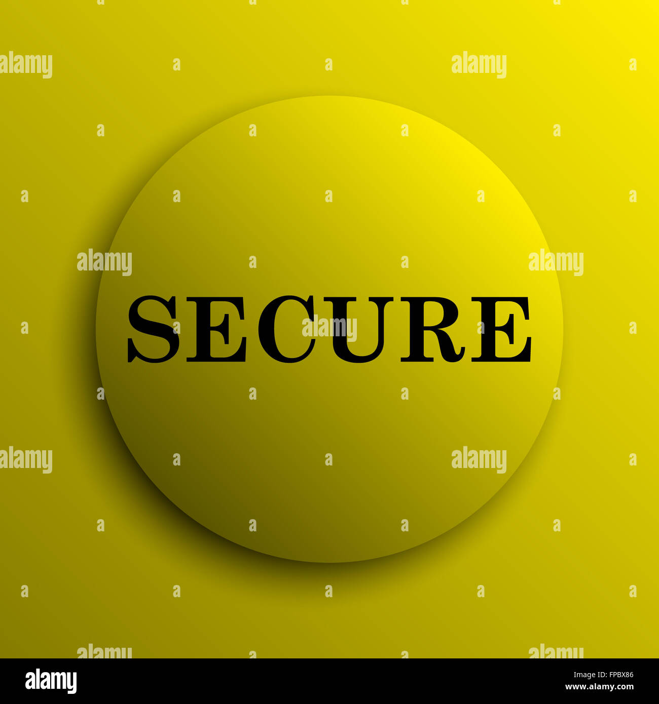 Secure icon. Yellow internet button Stock Photo - Alamy