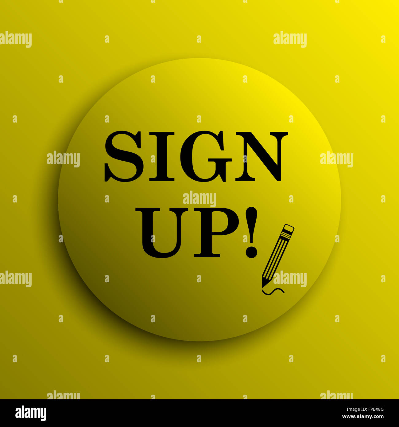 Sign up icon. Yellow internet button Stock Photo - Alamy