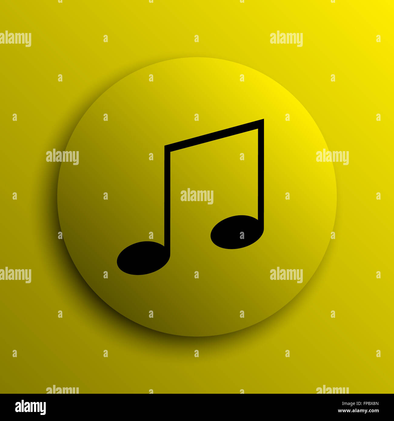 Music icon. Yellow internet button Stock Photo - Alamy