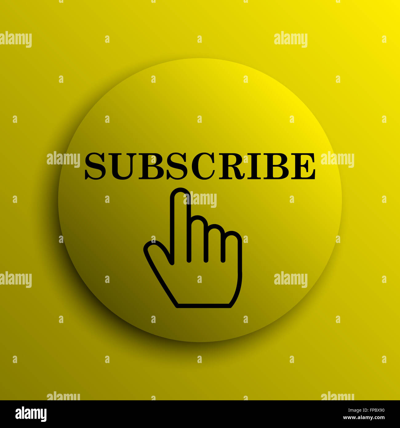 Subscribe icon. Yellow internet button Stock Photo - Alamy