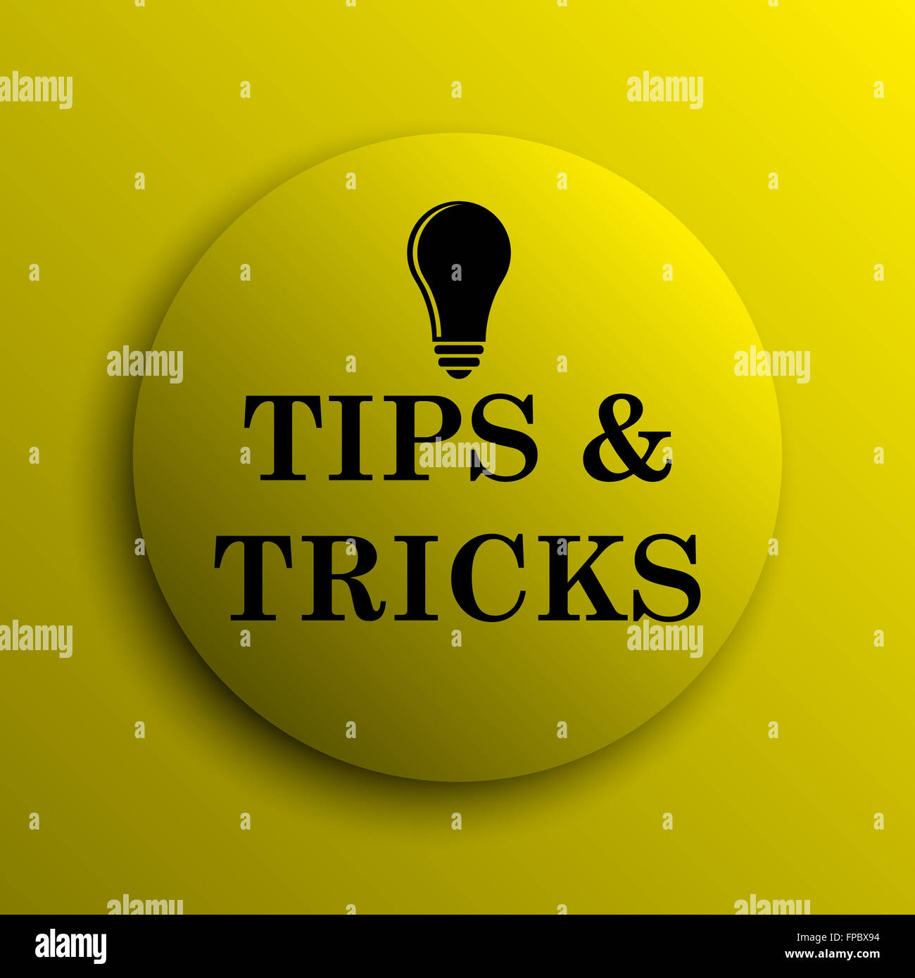 Tips and tricks icon. Yellow internet button Stock Photo - Alamy