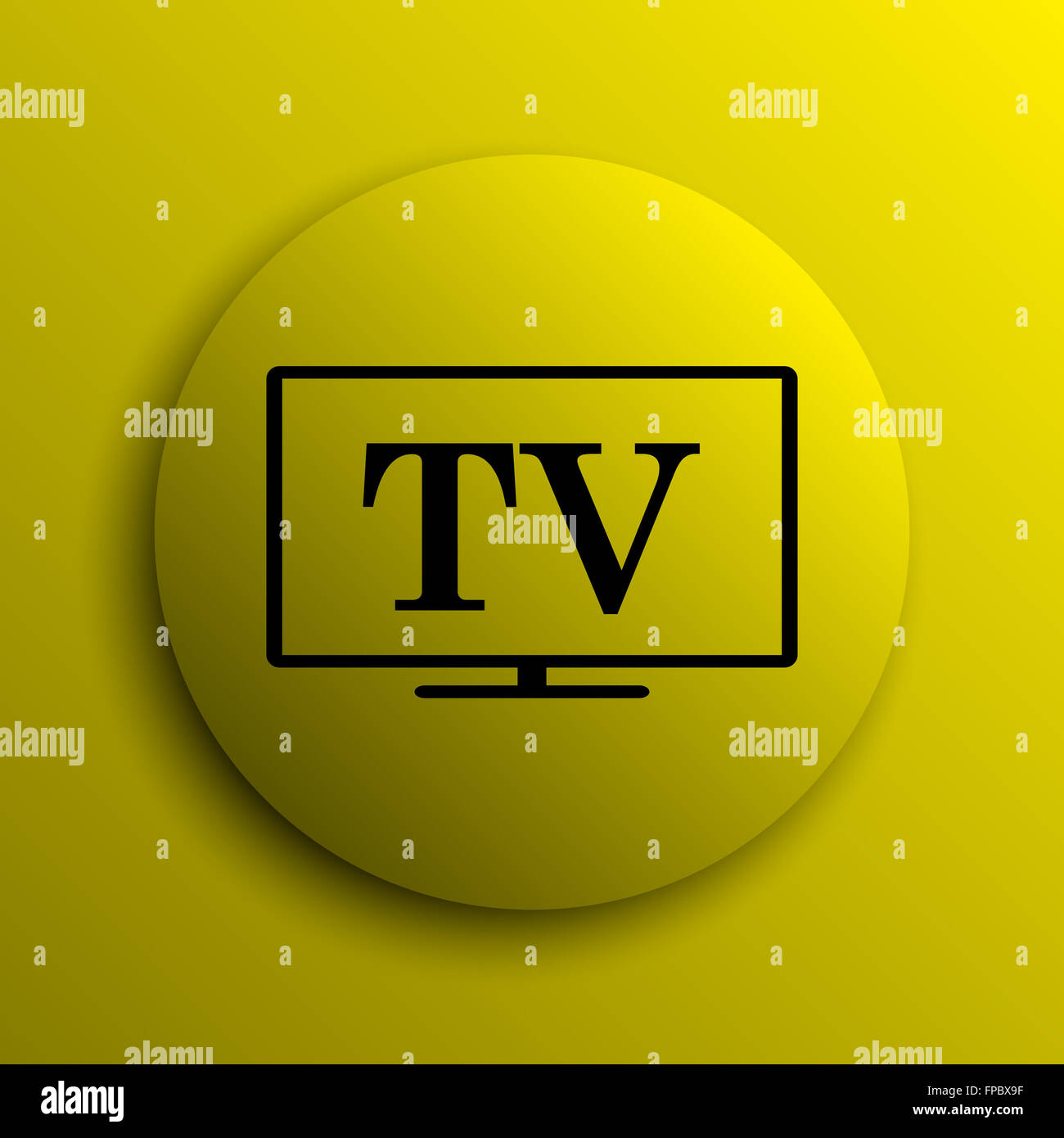 TV icon. Yellow internet button Stock Photo - Alamy