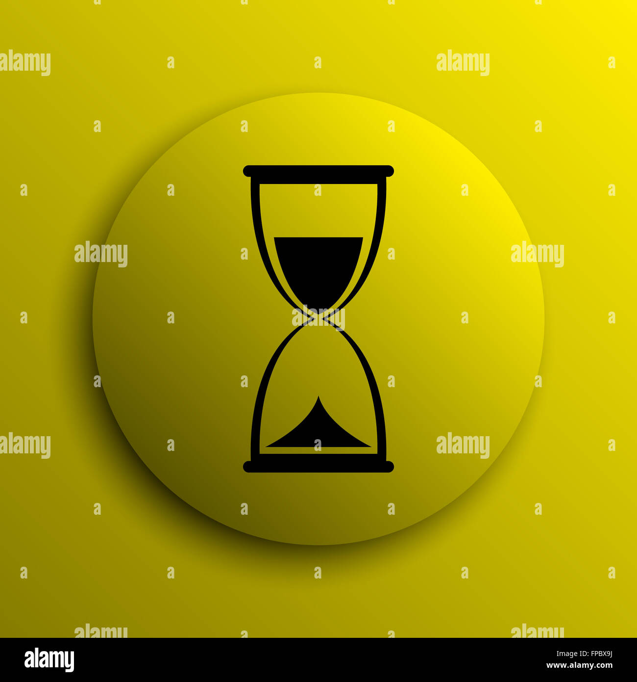 Hourglass icon. Yellow internet button Stock Photo - Alamy