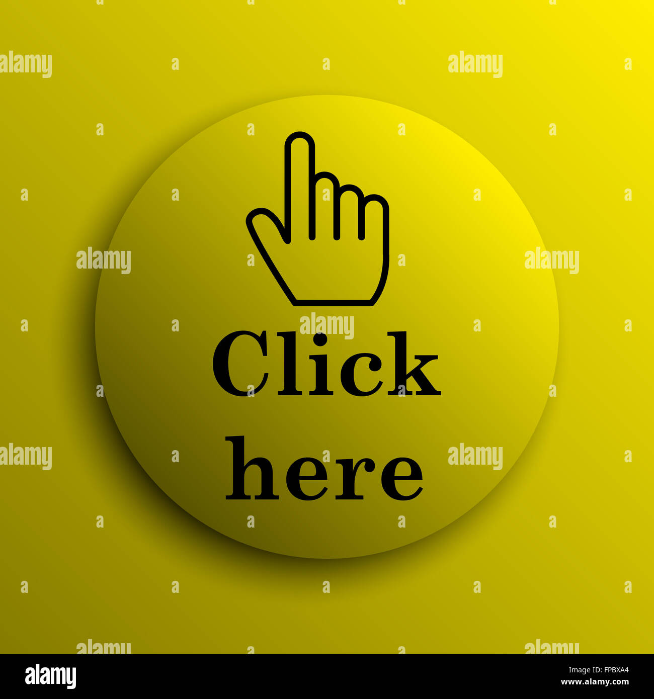 Click here icon. Yellow internet button Stock Photo - Alamy