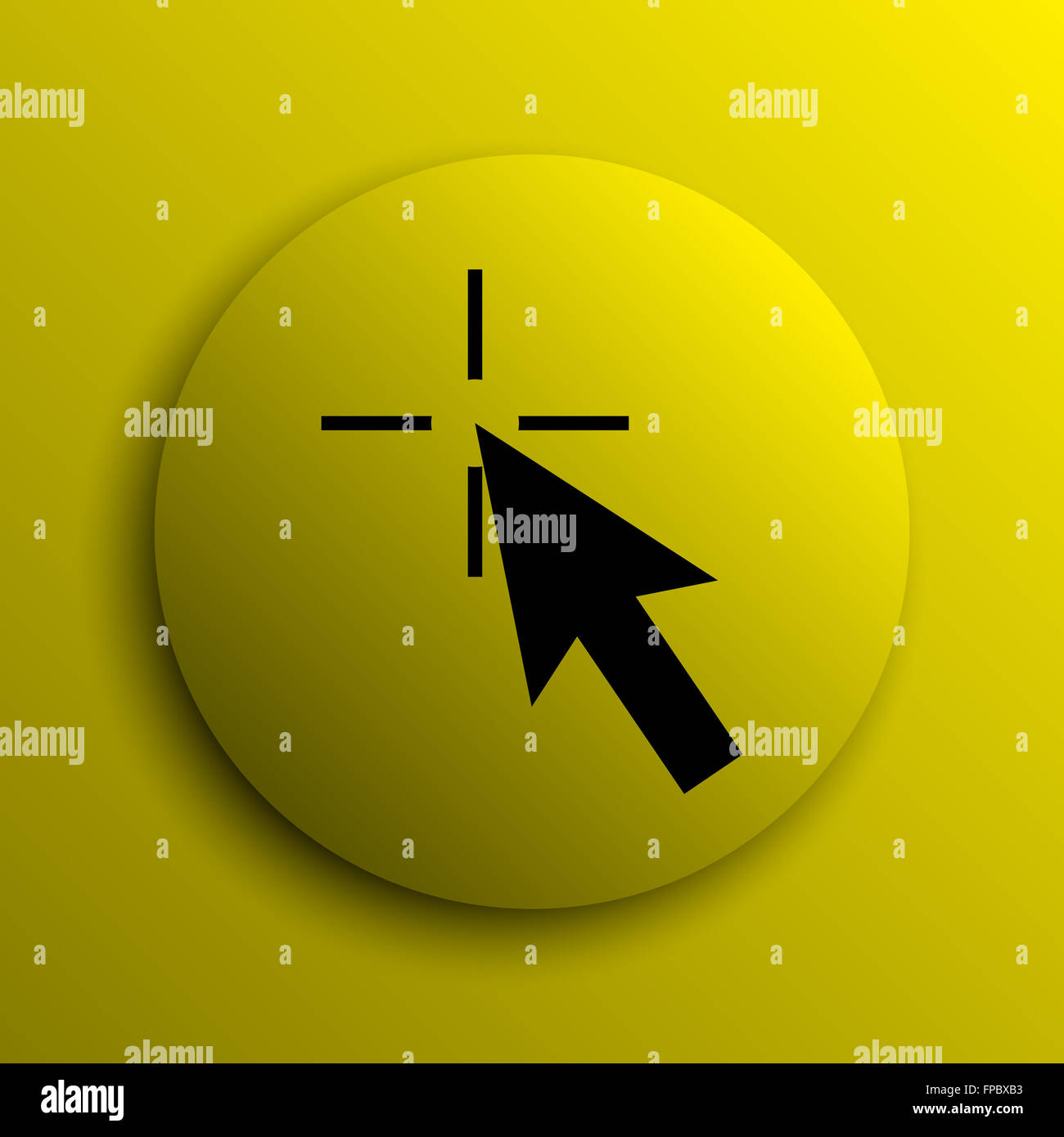 Click here icon. Yellow internet button Stock Photo - Alamy
