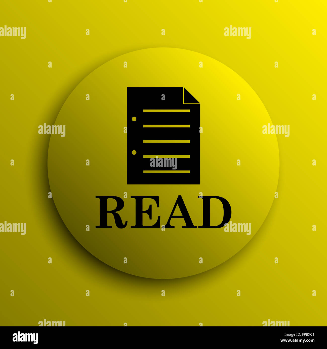 Read icon. Yellow internet button Stock Photo - Alamy