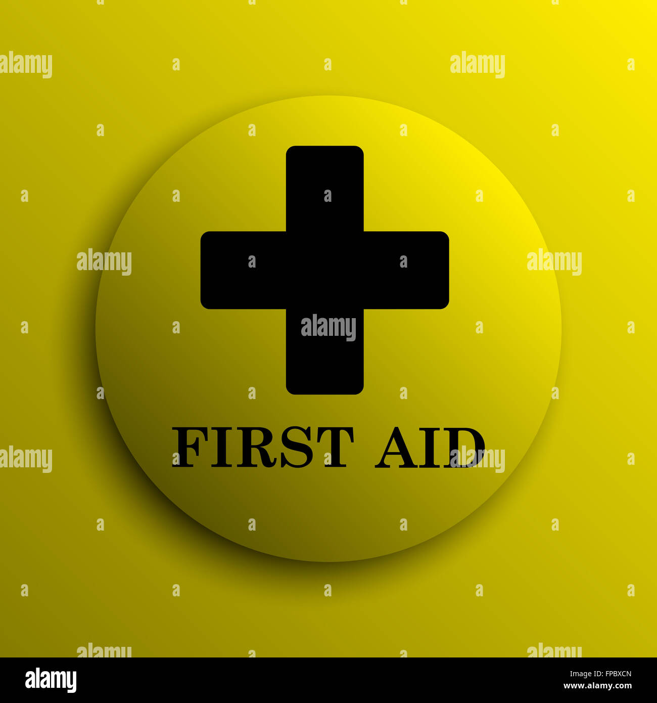 First aid icon. Yellow internet button Stock Photo - Alamy