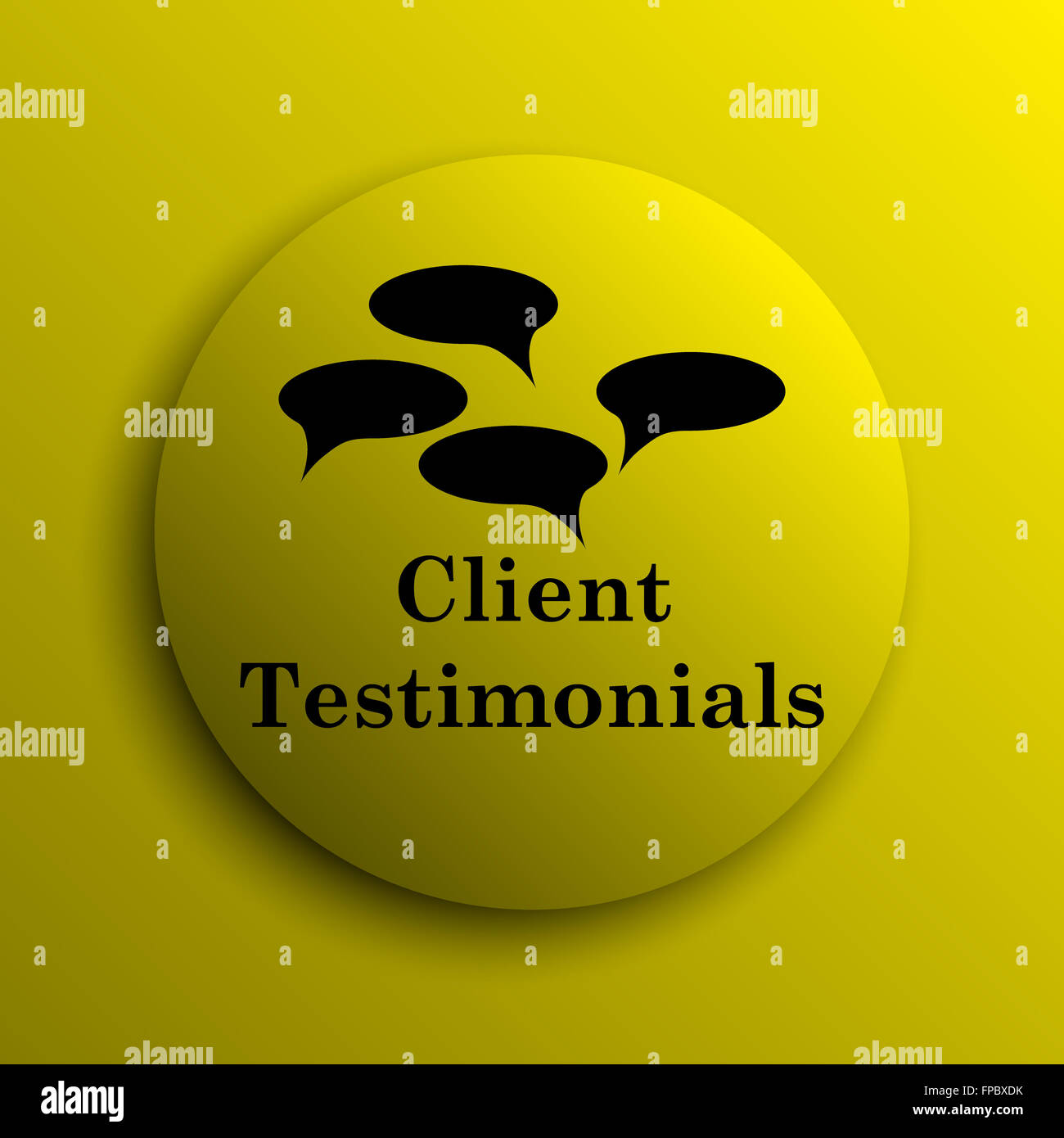 Client testimonials icon. Yellow internet button Stock Photo - Alamy