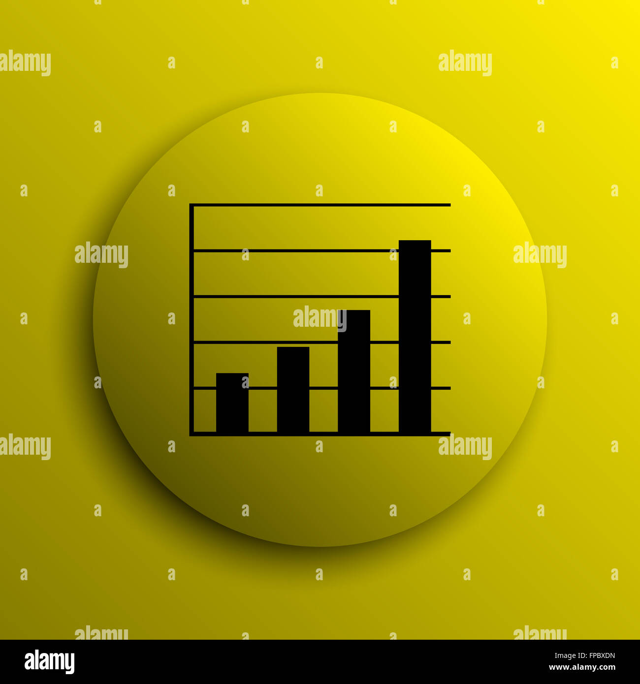 Chart bars icon. Yellow internet button Stock Photo - Alamy