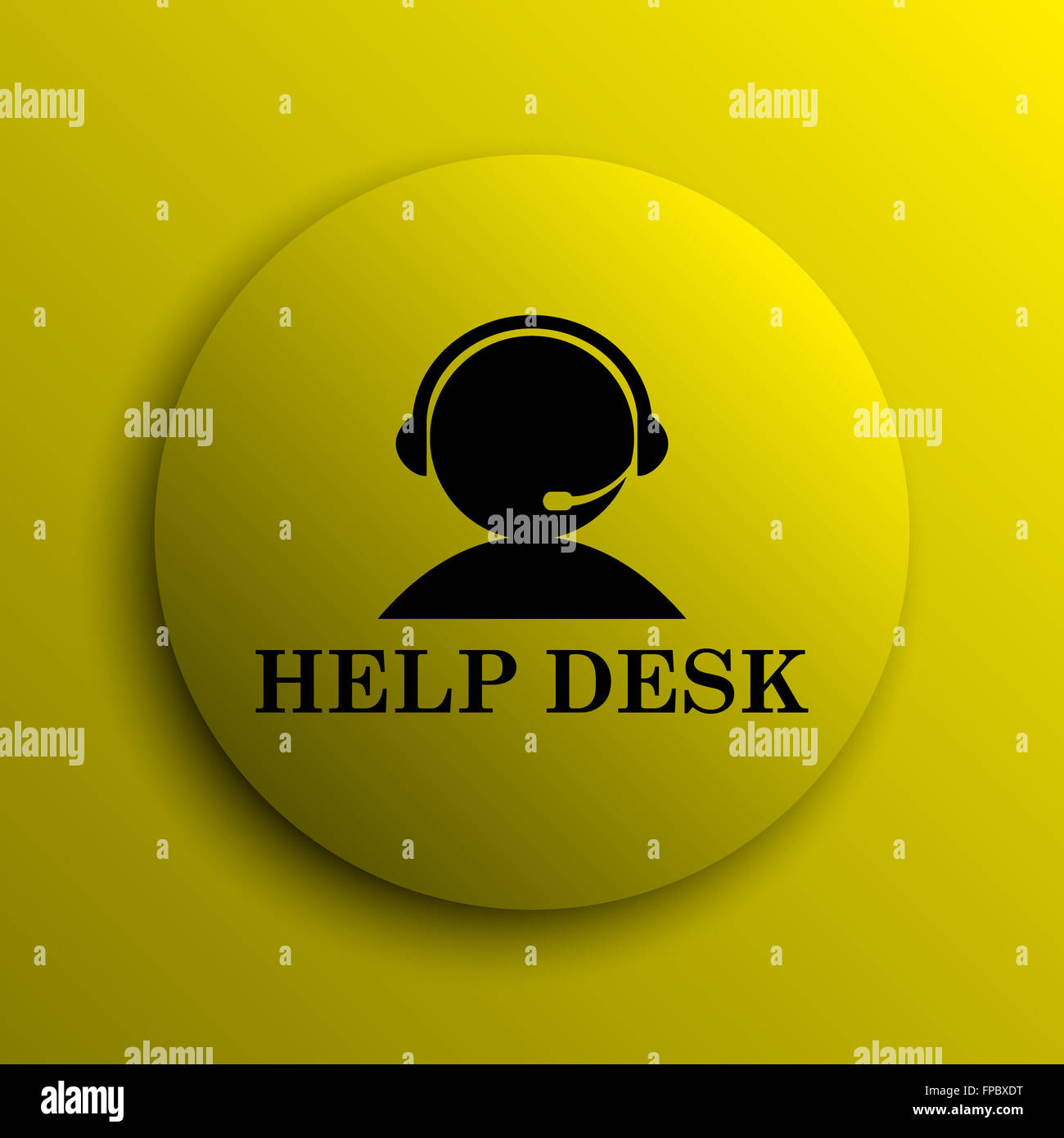 Helpdesk icon. Yellow internet button Stock Photo - Alamy