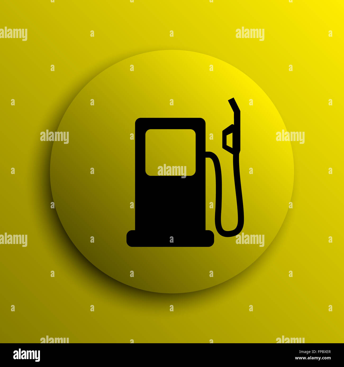 Gas pump icon. Yellow internet button Stock Photo - Alamy