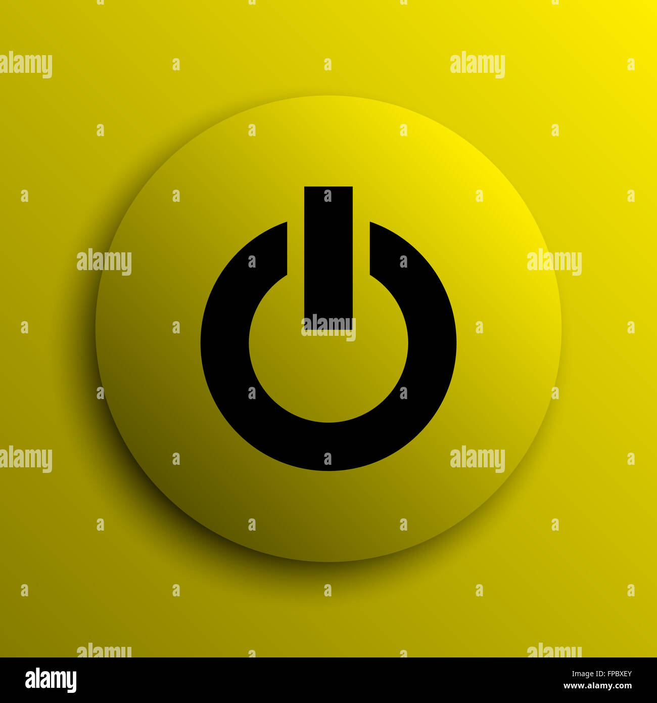 Power button icon. Yellow internet button Stock Photo - Alamy