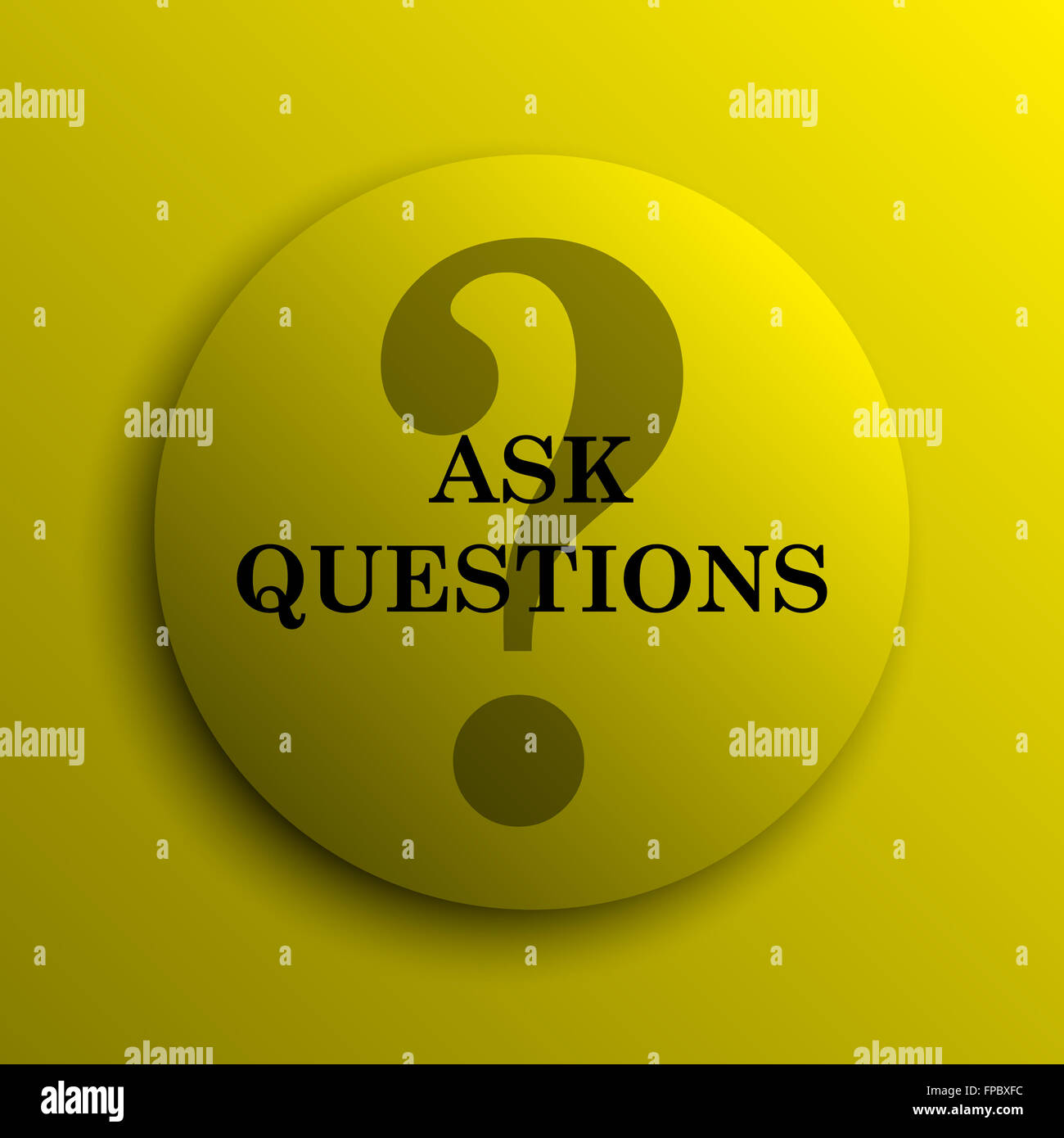 Ask questions icon. Yellow internet button Stock Photo - Alamy