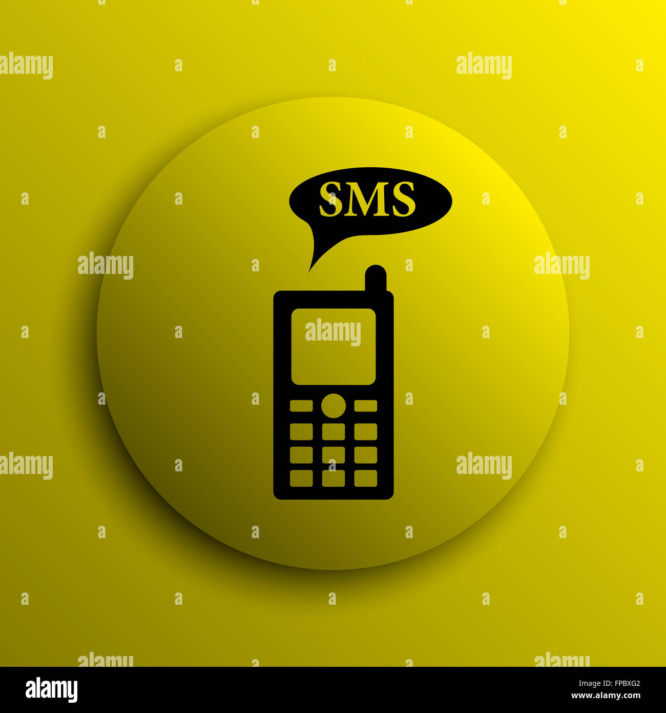 SMS icon. Yellow internet button Stock Photo - Alamy
