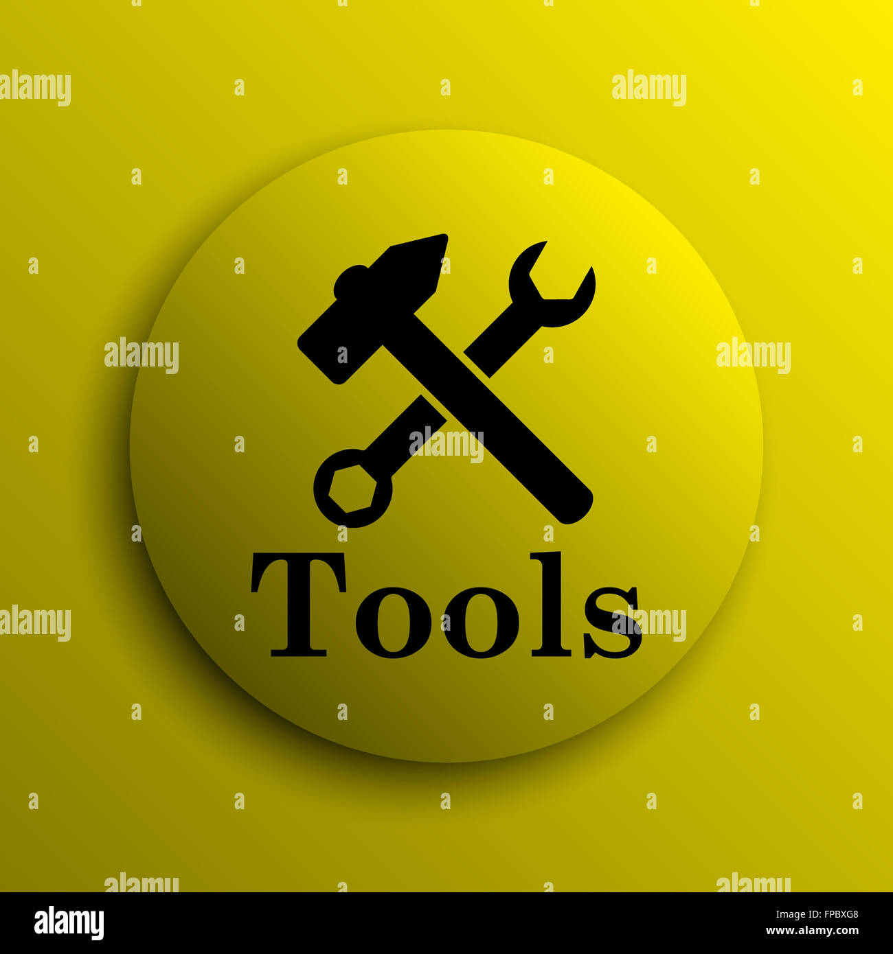 Tools icon. Yellow internet button Stock Photo - Alamy
